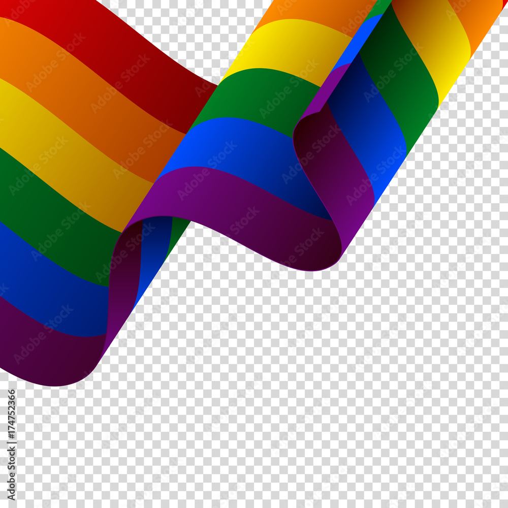 Waving LGBT flag on transparent background. Rainbow flag. Vector ...