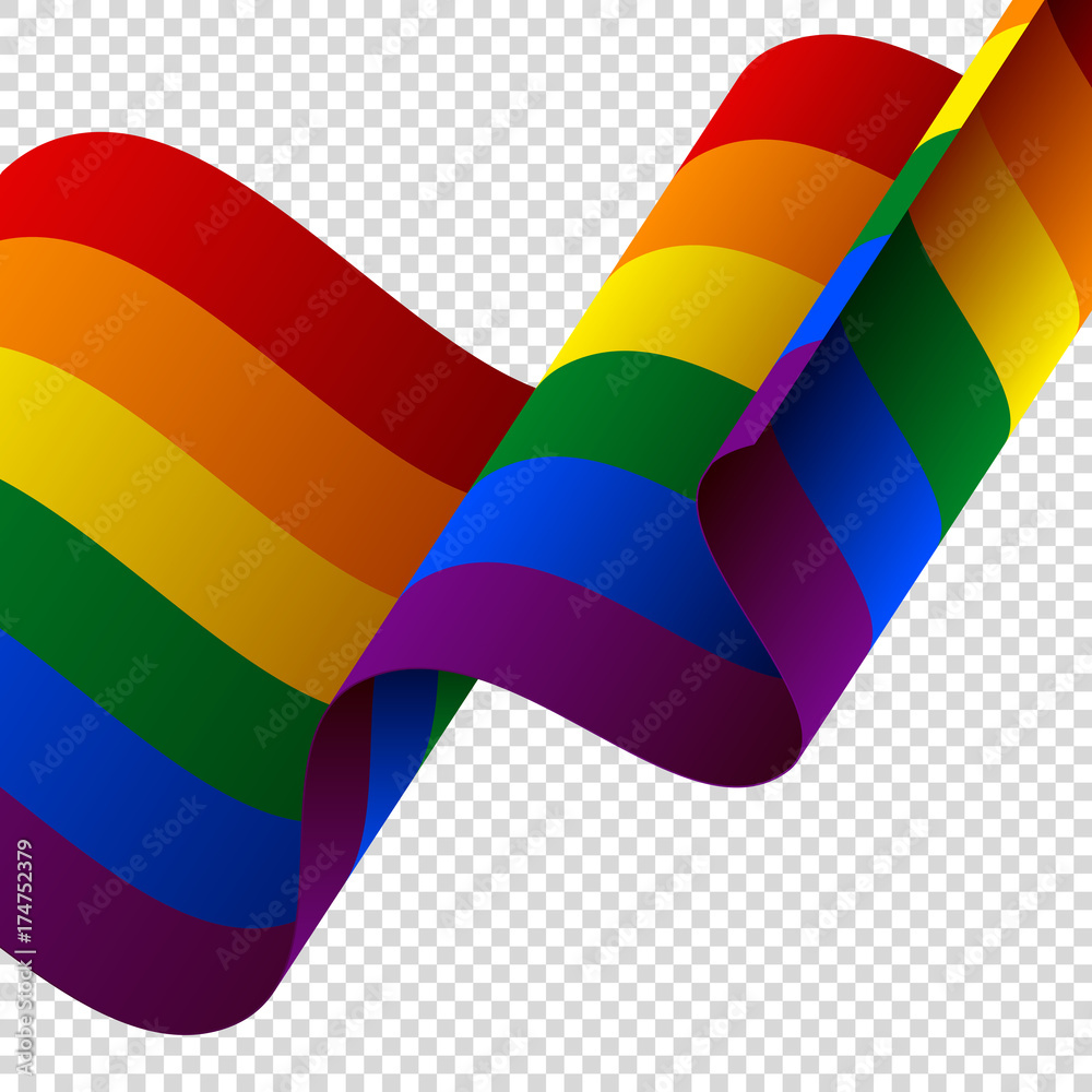Waving LGBT flag on transparent background. Rainbow flag. Vector ...
