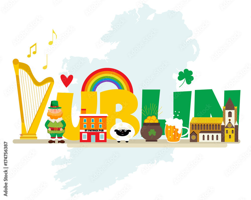 Irish concept background. Set of illustrations of Irish drinks ...