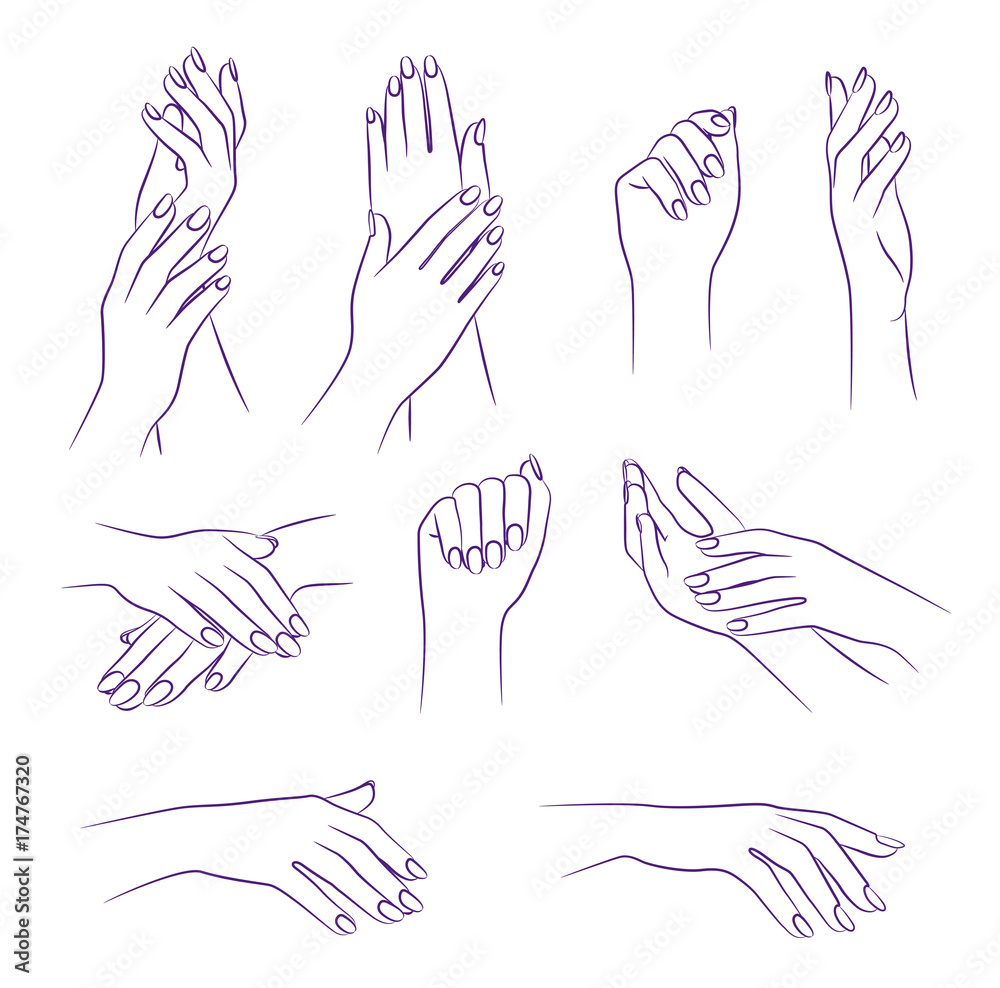 beauty hands, manicure and spa salon concept, vector Stock Vector ...
