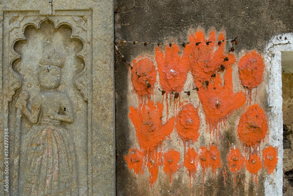 Sati handprints, Karni Fort Bambora, Rajasthan, India, Asia Stock Photo ...