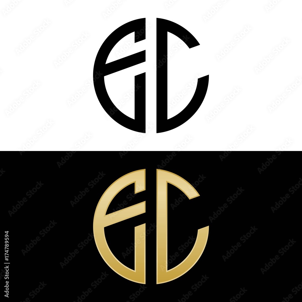 ec initial logo circle shape vector black and gold Stock Vector | Adobe ...