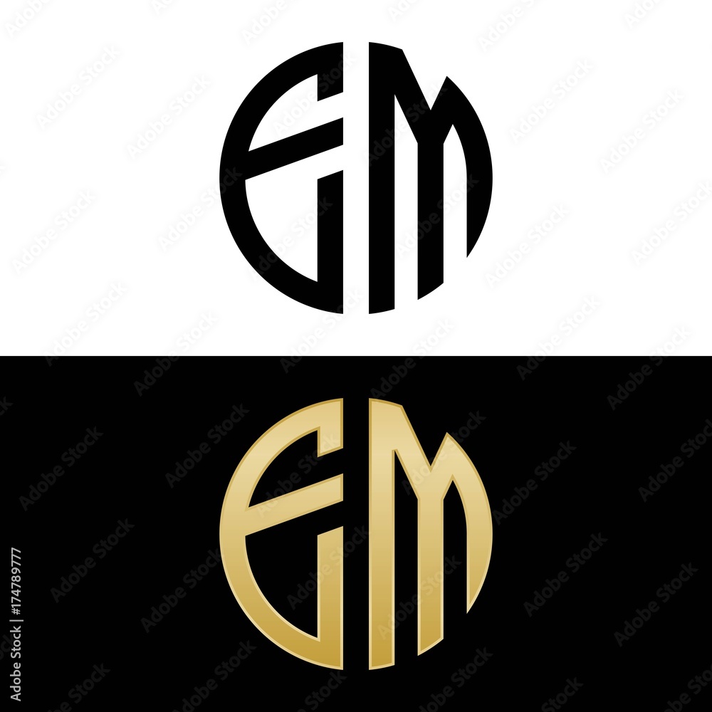 em initial logo circle shape vector black and gold Stock Vector | Adobe ...
