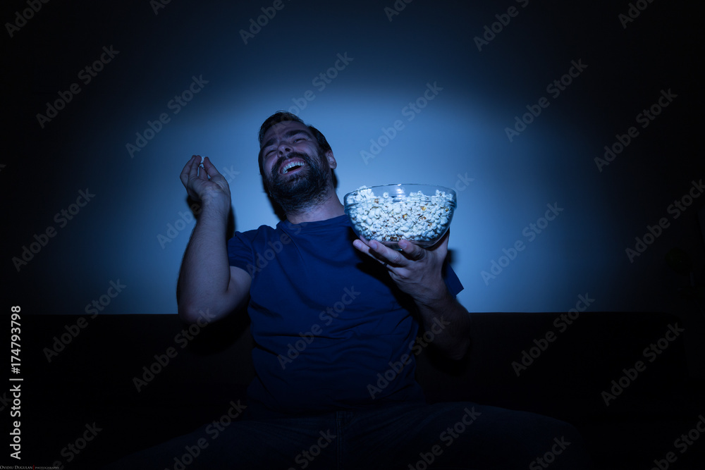 Eating Popcorn Laughing