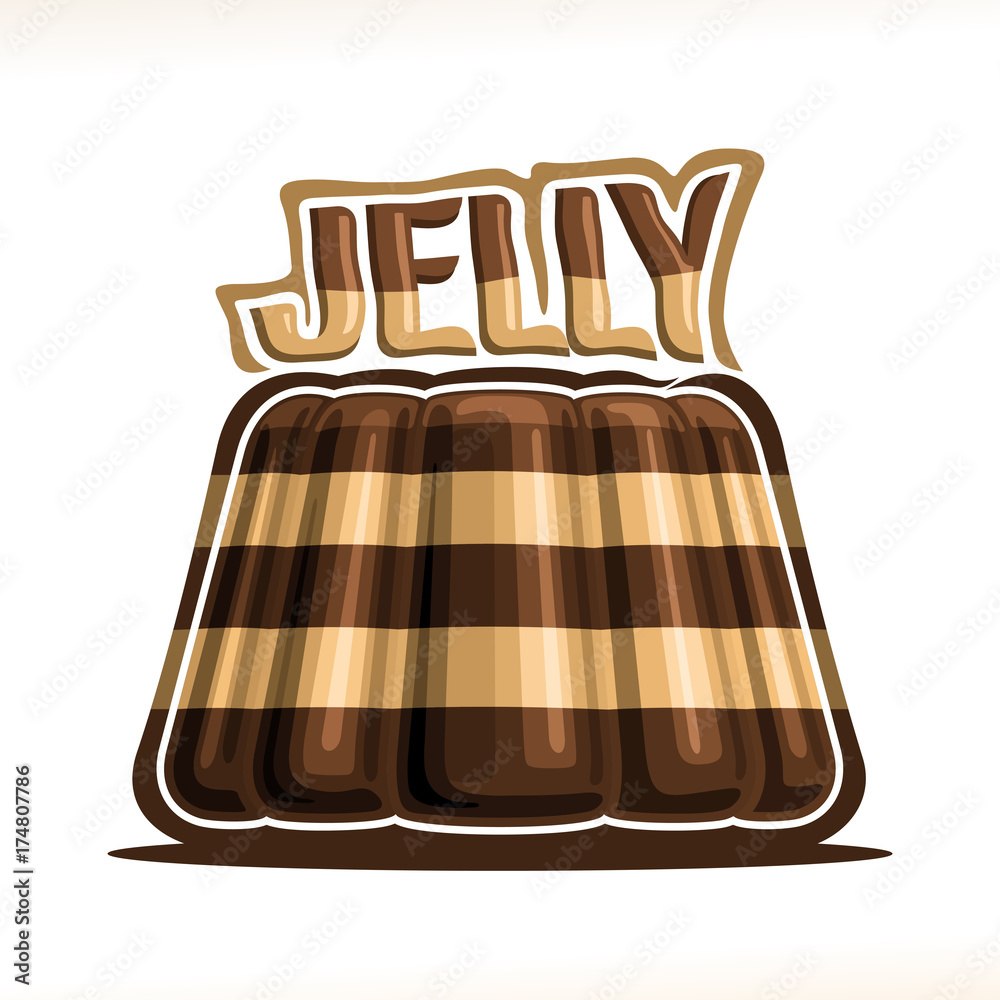 Vector logo for chocolate Jelly, poster with choco coffee gelatin ...