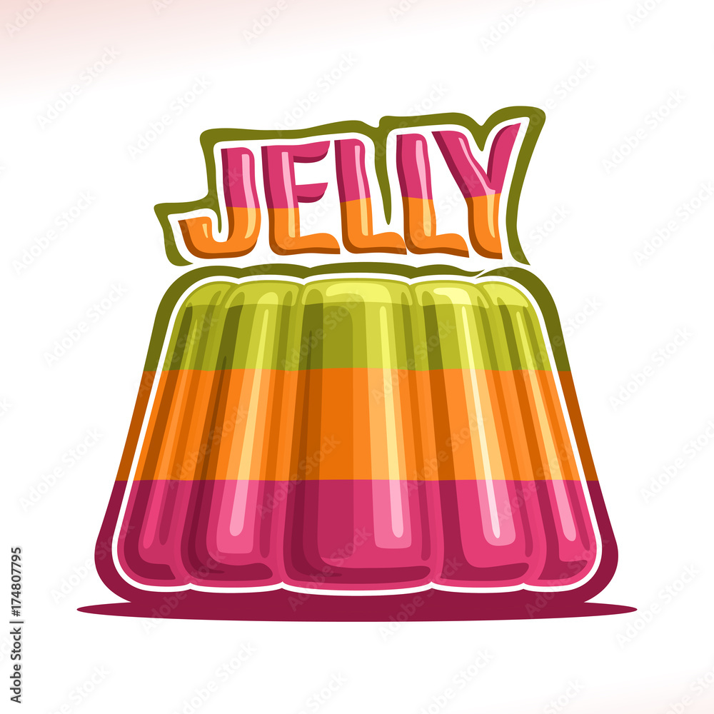 Vector logo for colorful Jelly, poster with layered multi colored ...