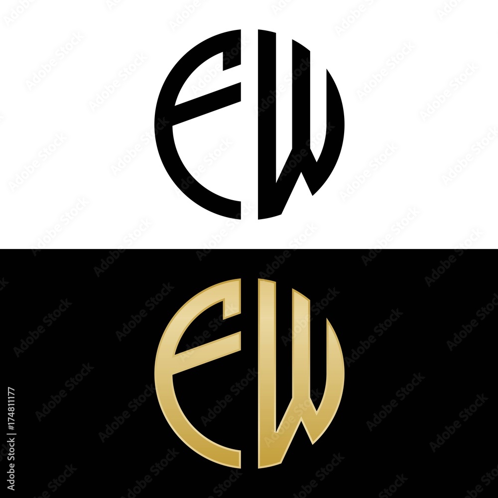 fw initial logo circle shape vector black and gold Stock Vector | Adobe ...