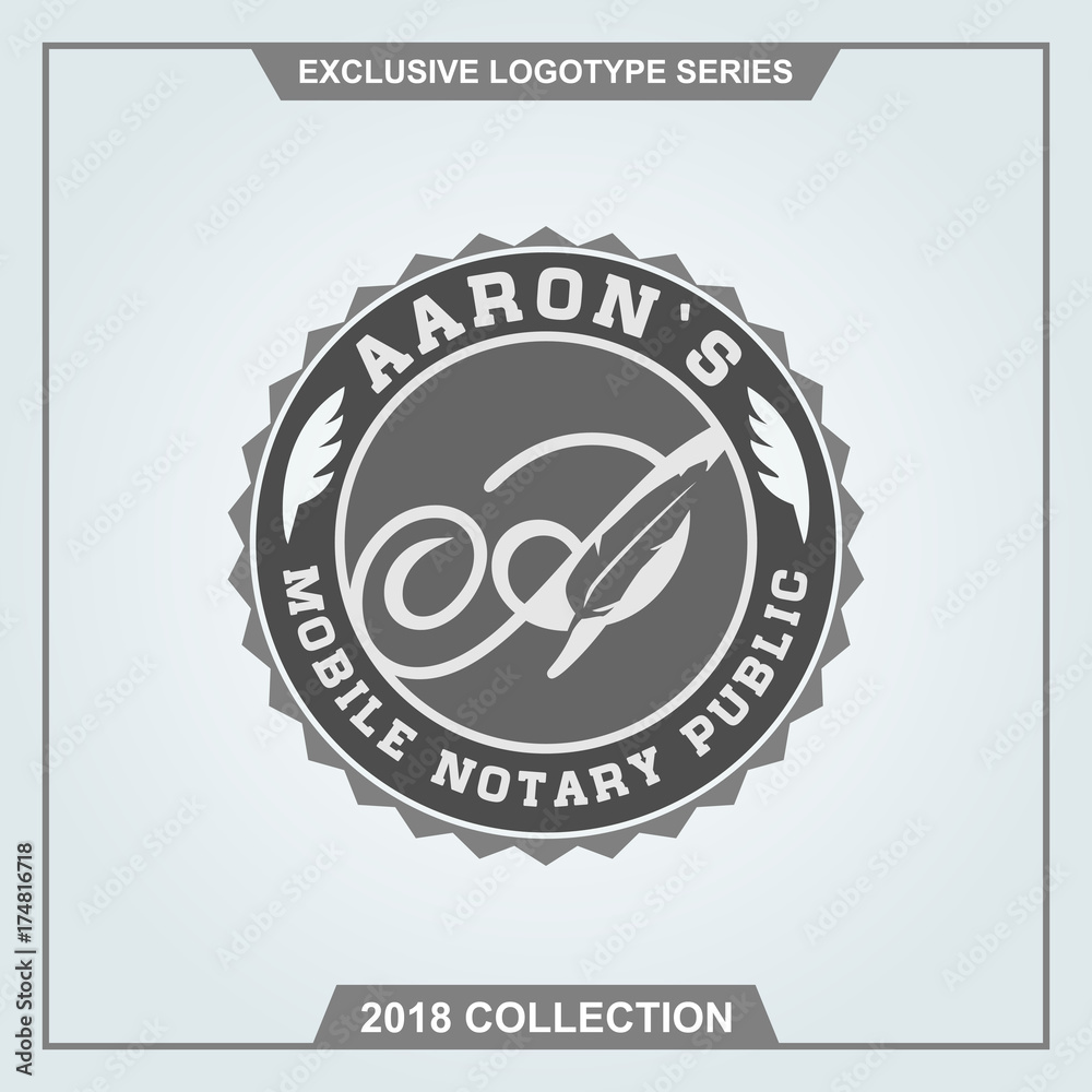 A letter stamp logo design with feather Stock Vector | Adobe Stock