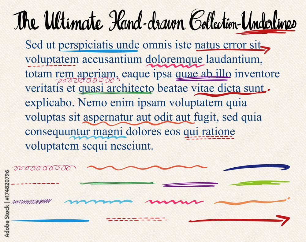 Different styles of hand drawn collection for underlines Stock Vector ...