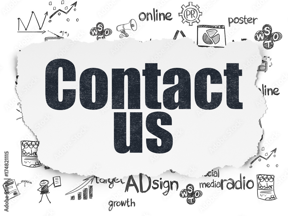 Advertising concept: Contact Us on Torn Paper background Stock ...