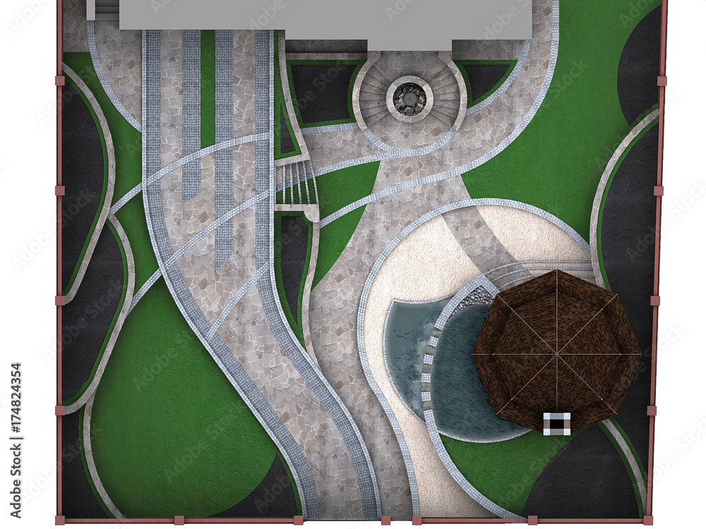 Site development plan isolated over white background, 3D rendering ...