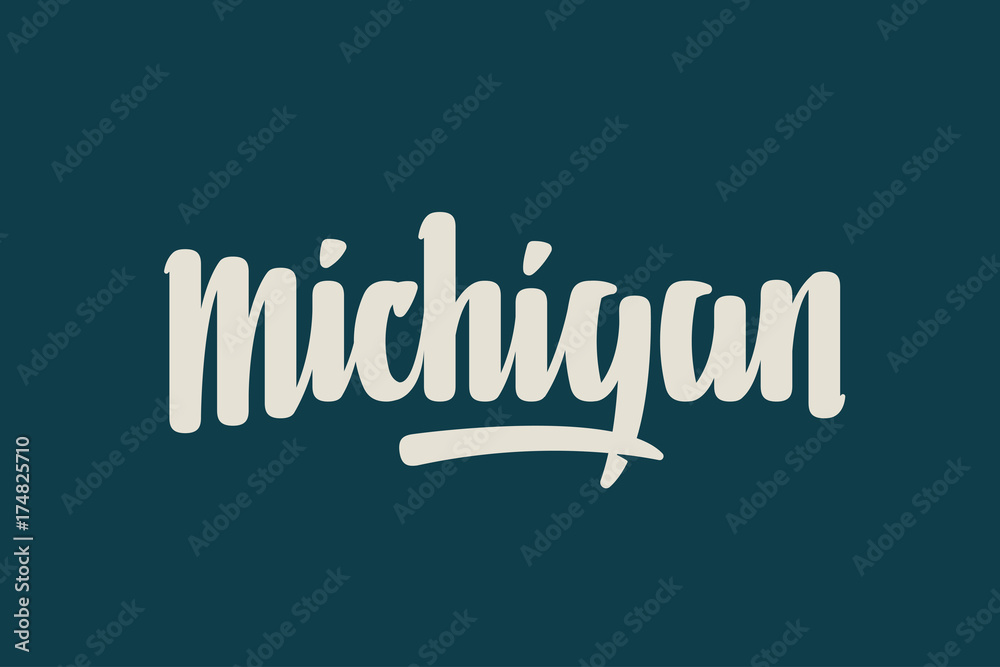 Michigan City USA State Word Logo Name Hand Painted Brush Lettering ...