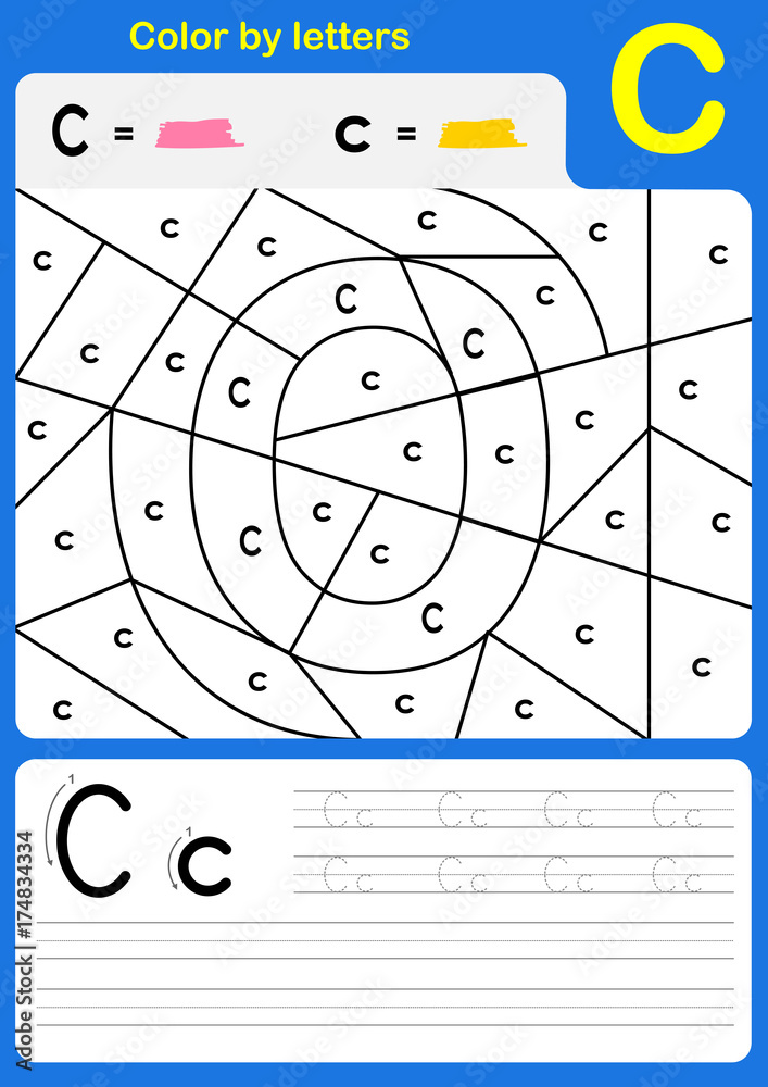 Color by letter alphabet worksheet : Color and Writing A-Z Stock Vector ...