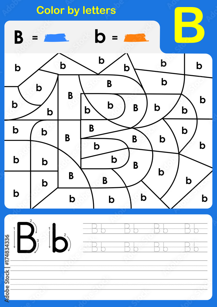 Color by letter alphabet worksheet : Color and Writing A-Z Stock Vector ...