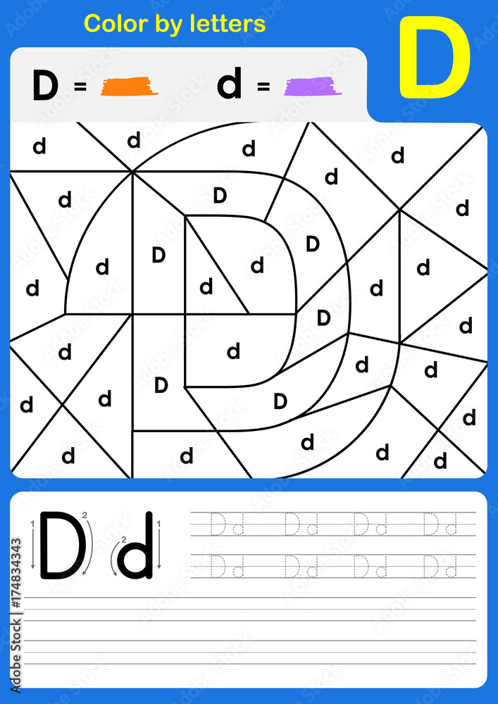 Color by letter alphabet worksheet : Color and Writing A-Z Stock Vector ...