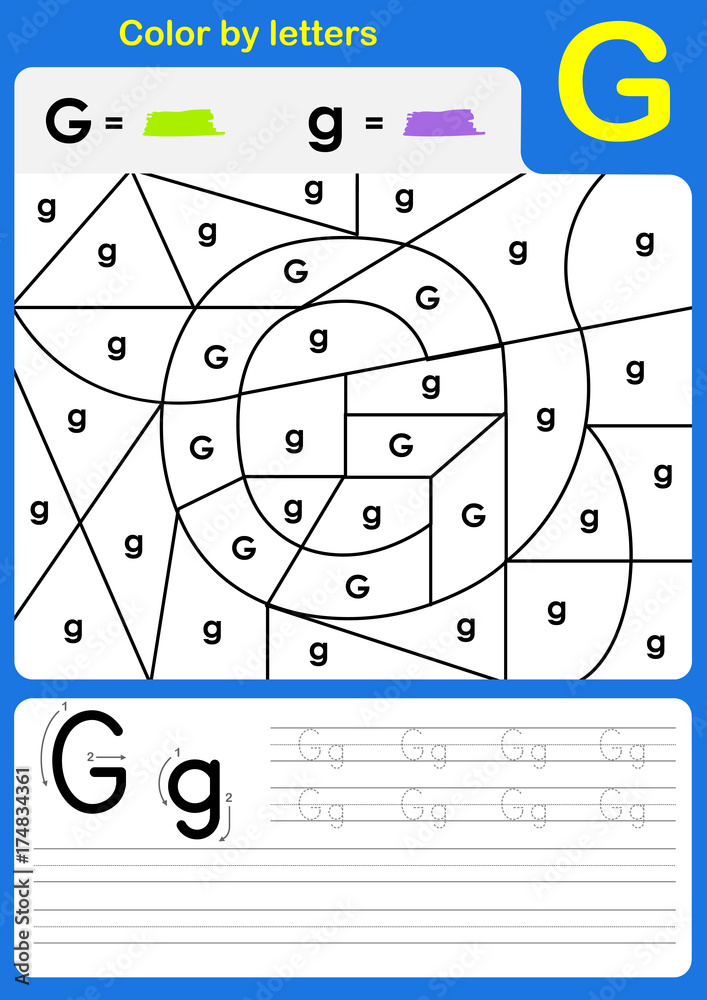 Color by letter alphabet worksheet : Color and Writing A-Z Stock Vector ...