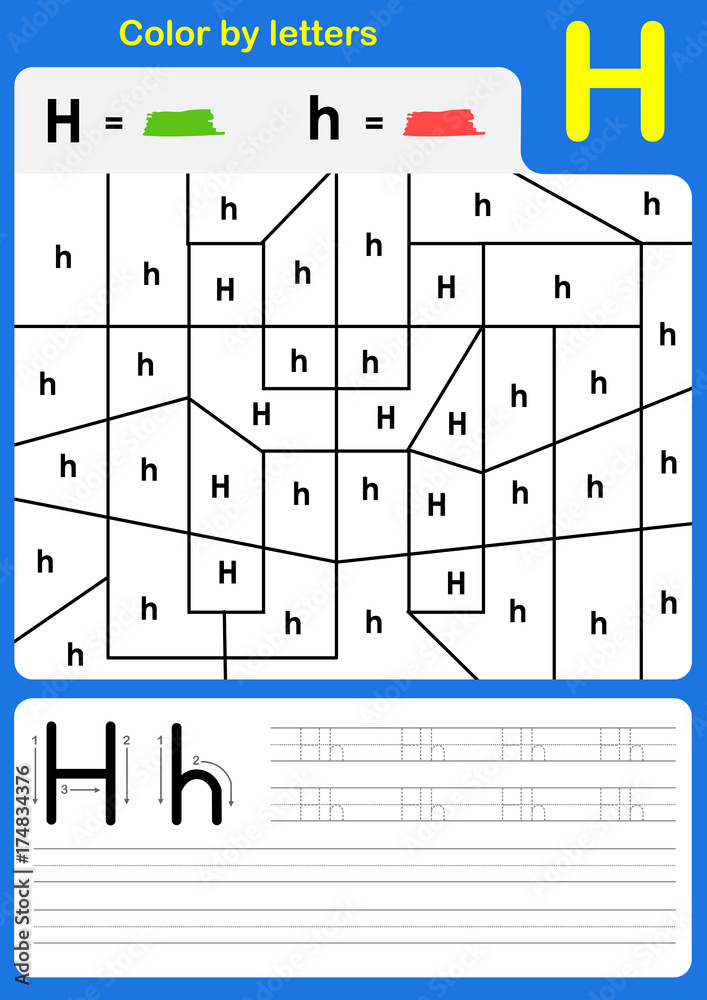 Color by letter alphabet worksheet : Color and Writing A-Z Stock Vector ...