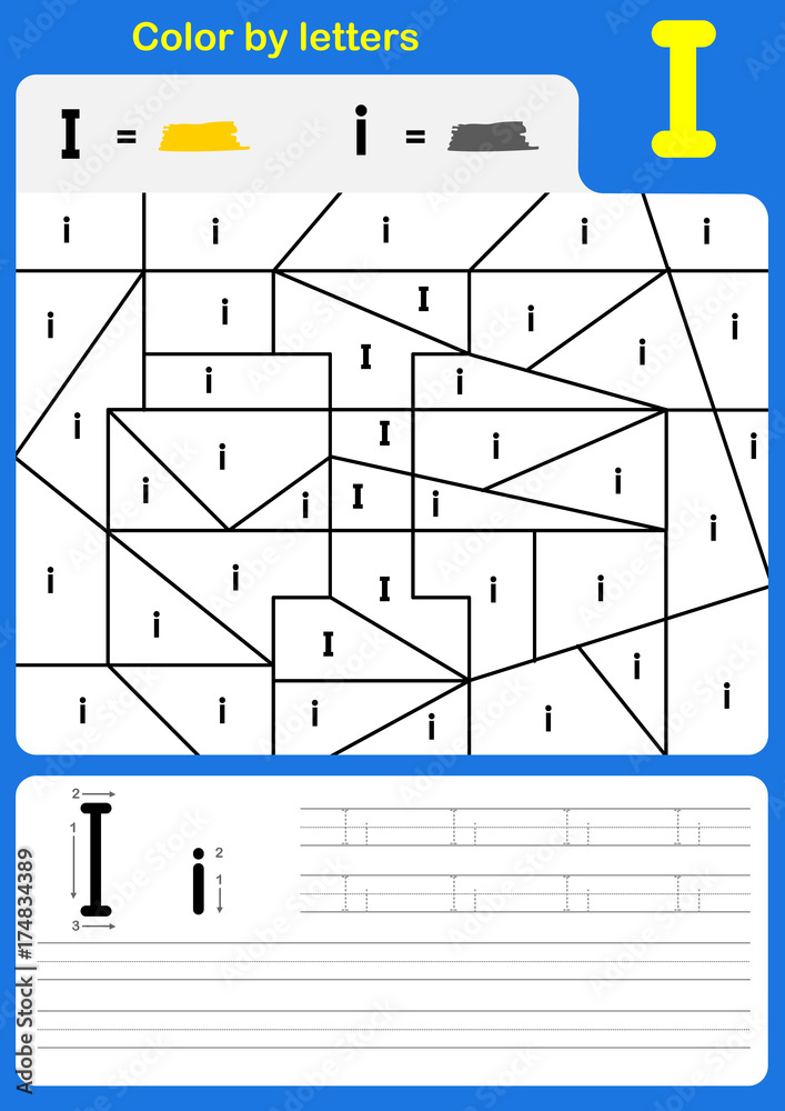 Color by letter alphabet worksheet : Color and Writing A-Z Stock Vector ...