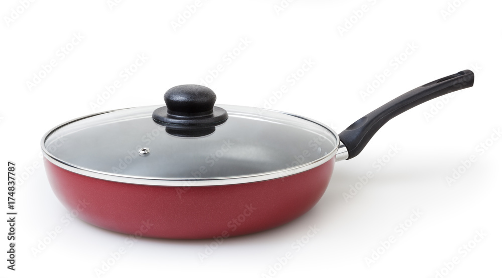 Frying pan with lid isolated on white background with clipping path ...