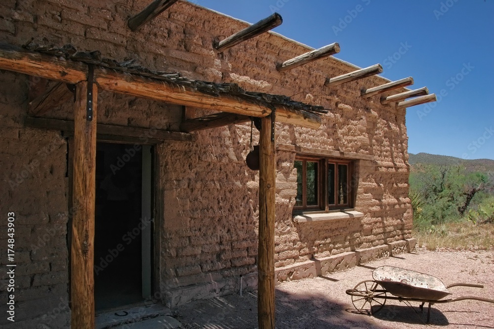 Mud brick house in rural Colorado, on the plains Stock Photo | Adobe Stock