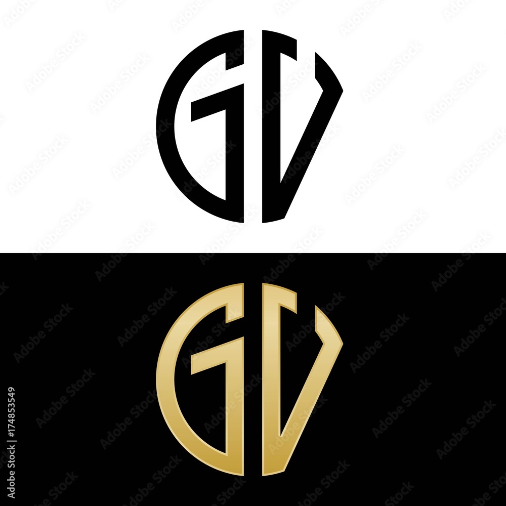 gv initial logo circle shape vector black and gold Stock Vector | Adobe ...