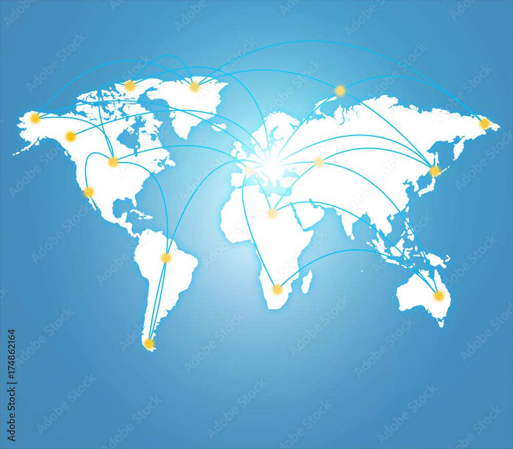 World connection concept. Illustration of world map point, line ...
