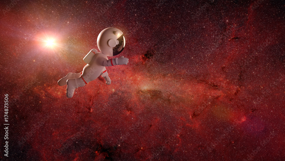 cartoon astronaut character in white space suit, man in outer space ...