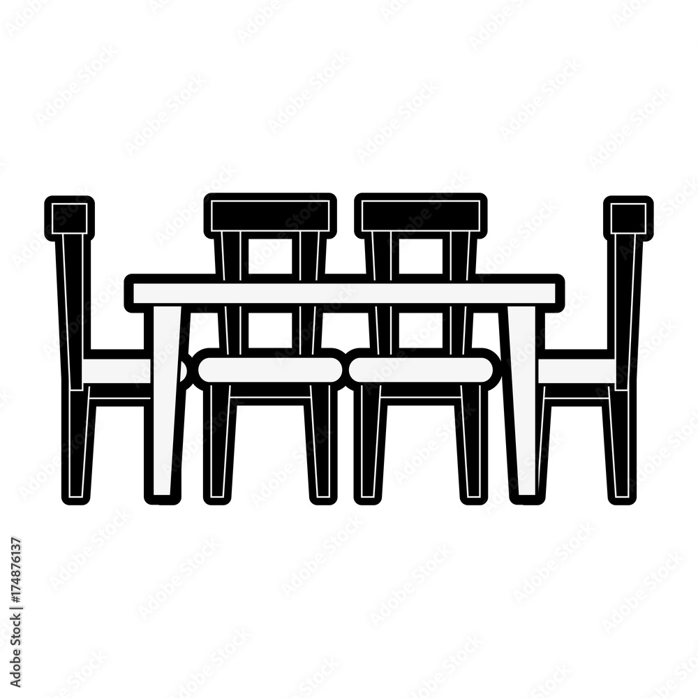 Restaurant Table Clipart Black And White