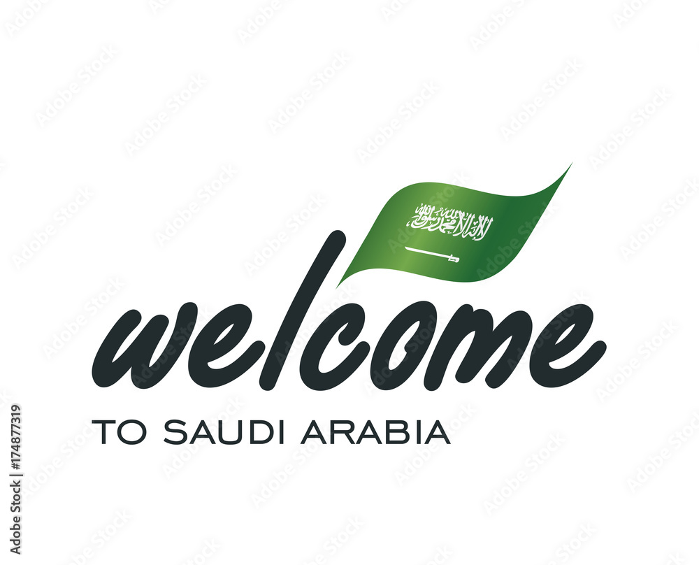 Welcome to Saudi Arabia flag sign logo icon Stock Vector | Adobe Stock
