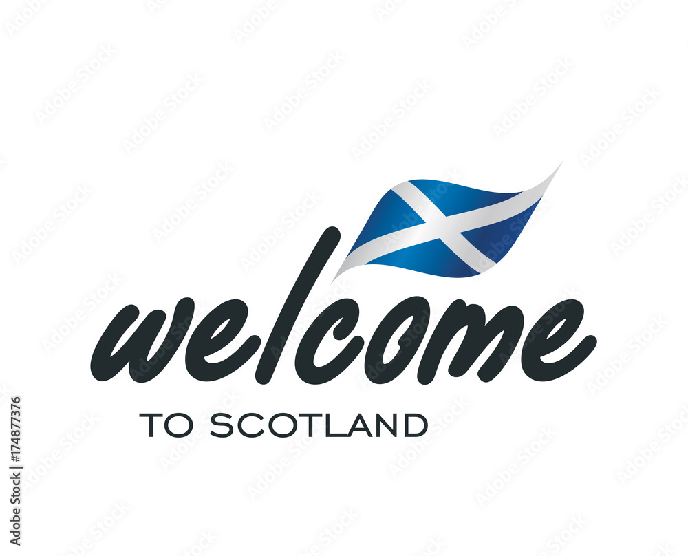 Welcome to Scotland flag sign logo icon Stock-Vektorgrafik | Adobe Stock