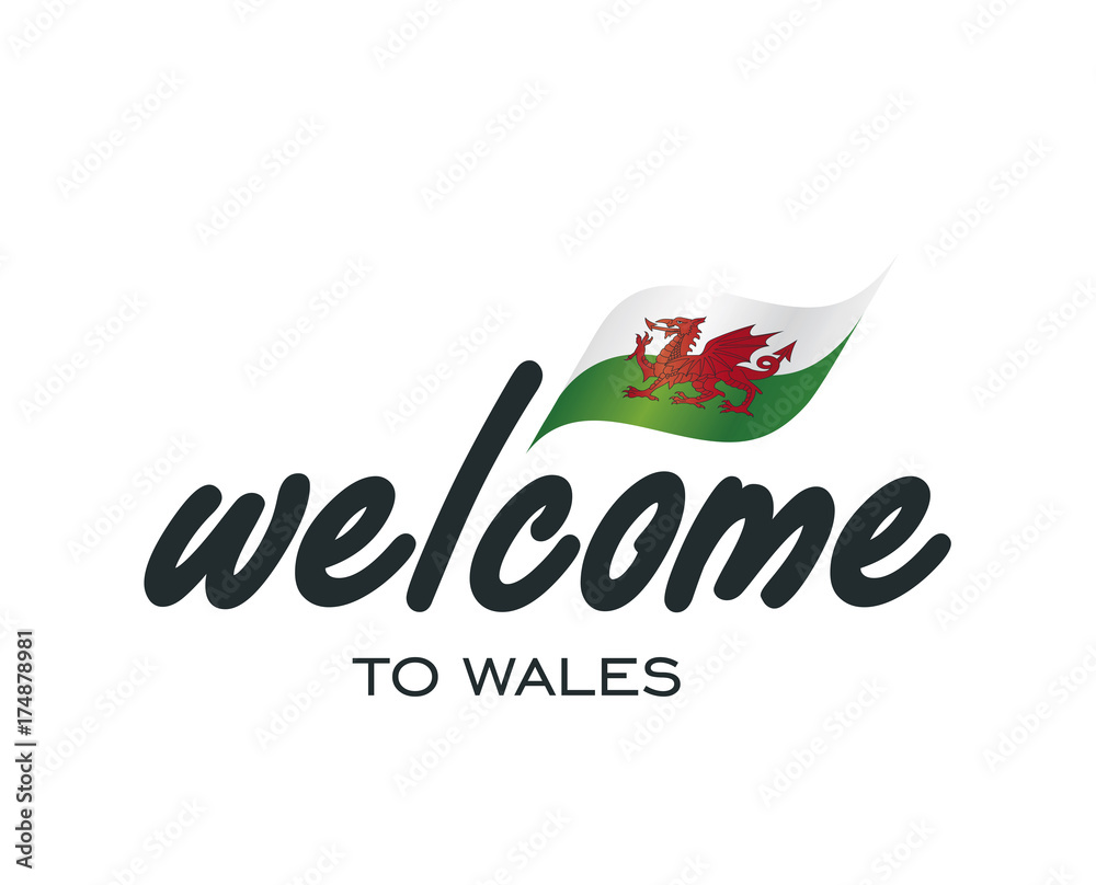 Welcome to Wales flag sign logo icon Stock Vector | Adobe Stock