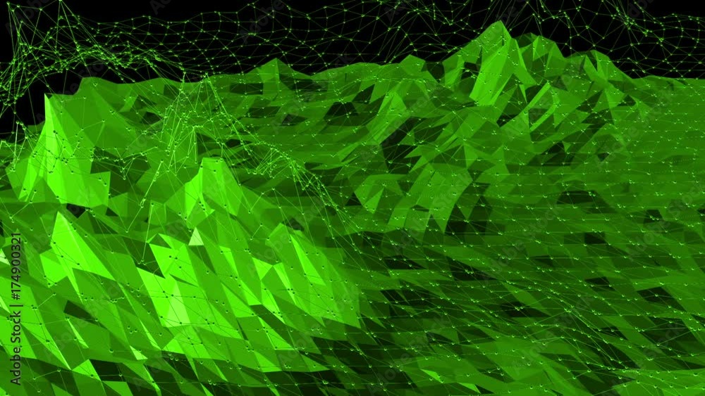 Green low poly background vibrating. Abstract low poly surface as ...
