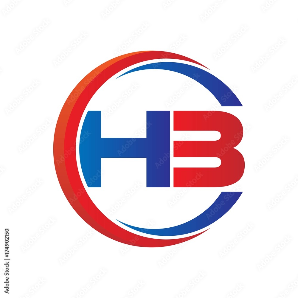 hb logo vector modern initial swoosh circle blue and red Stock Vector ...