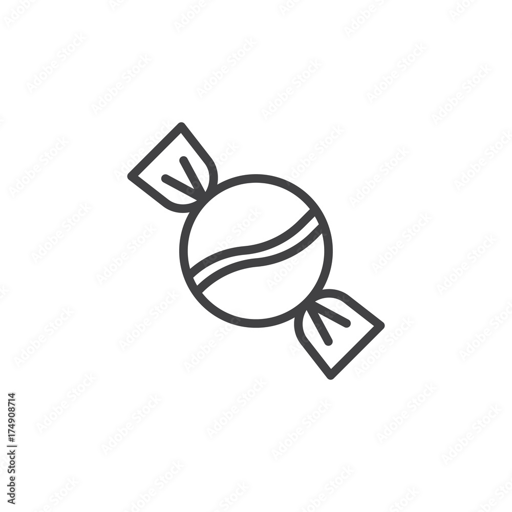 Candy line icon, outline vector sign, linear style pictogram isolated ...