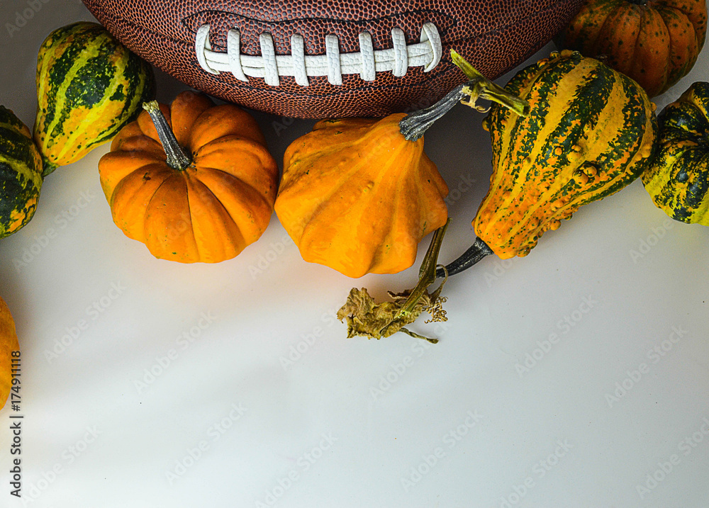 The ball for football with pumpkins on the white background. The ...