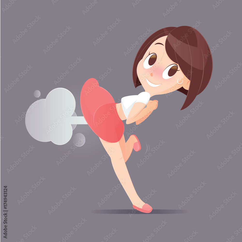Vetor Do Stock Cute Woman Farting With Blank Balloon Out From Her Vetor Do Stock Cute Woman Farting With Blank Balloon Out From Her
