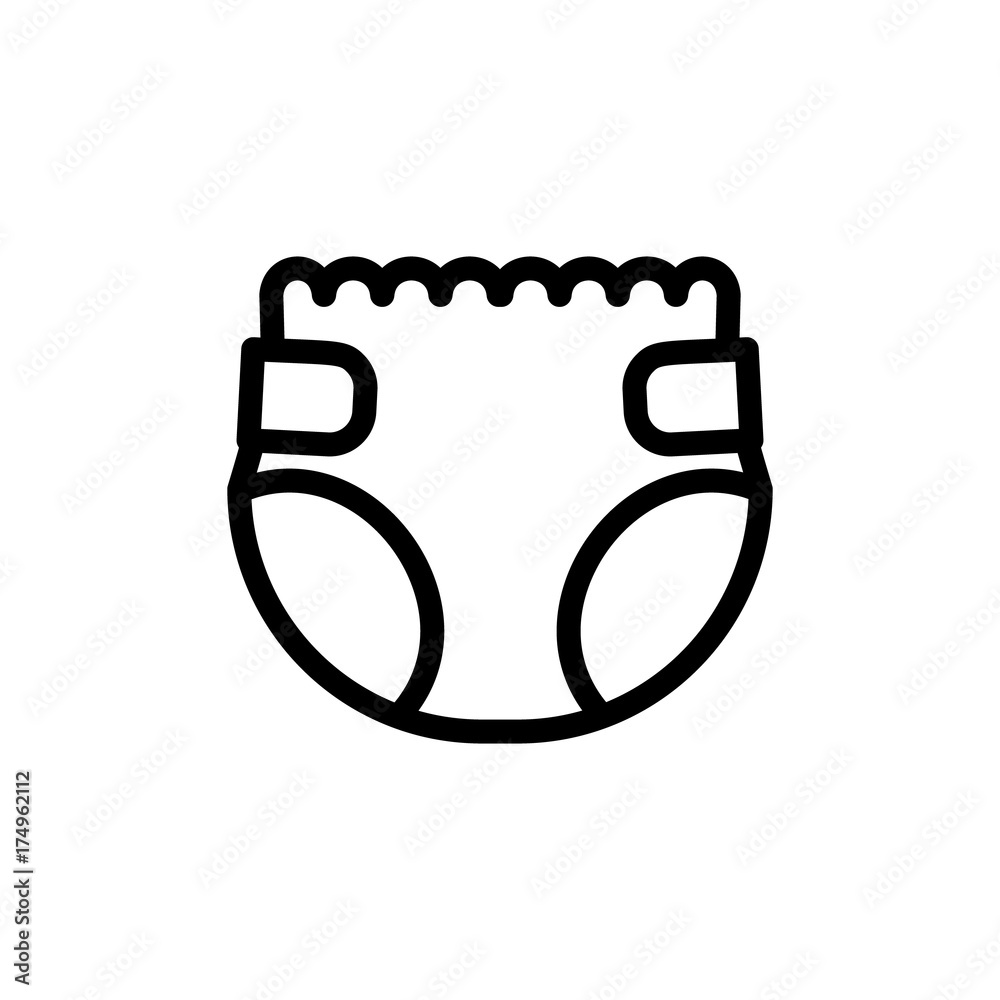 Baby diaper thin line icon. Outline symbol baby panties for the design ...