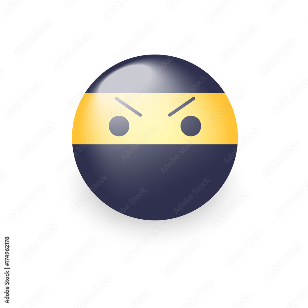 Smiley ninja with an angry emoji face. Ninja cartoon emoticon icon ...