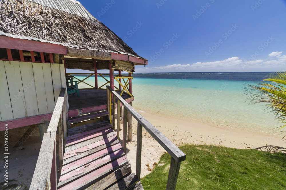 samoan fale bungalow at the beach in samoa savaii lano beach Stock ...