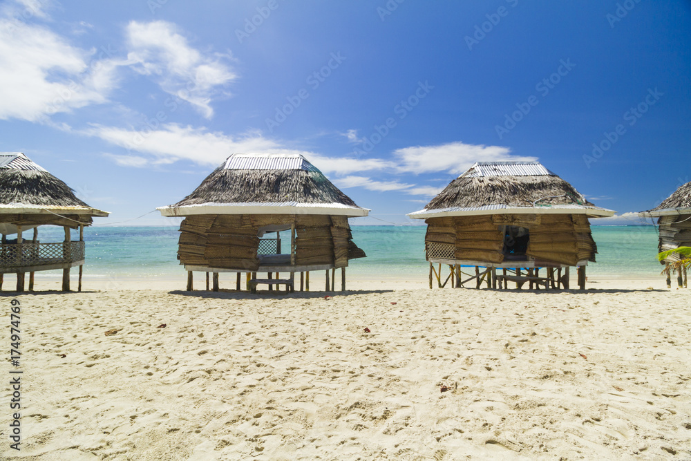 samoan fale bungalow at the beach in samoa savaii lano beach Stock ...