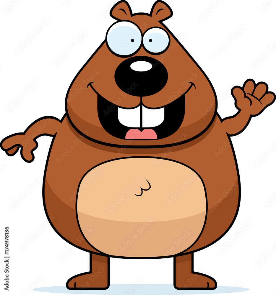 Cartoon Beaver Waving Stock Vector | Adobe Stock