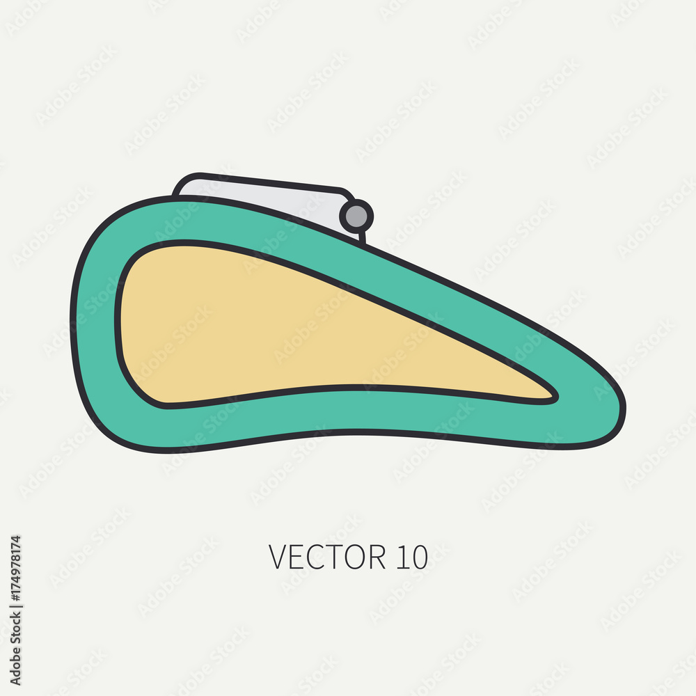 Line flat color vector motorcycle icon classic bike fuel tank ...