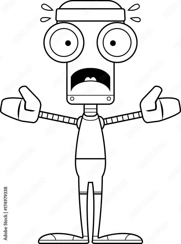 Cartoon Scared Fitness Robot Stock Vector | Adobe Stock