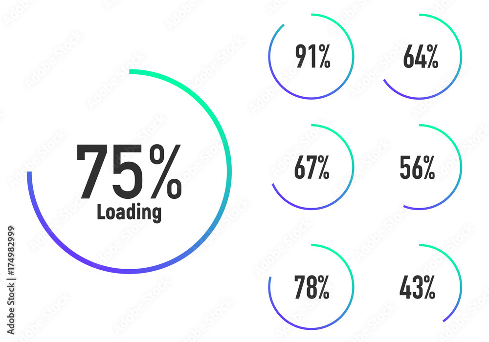 Modern progress bars. Circle loading icons. Elements for web interface ...