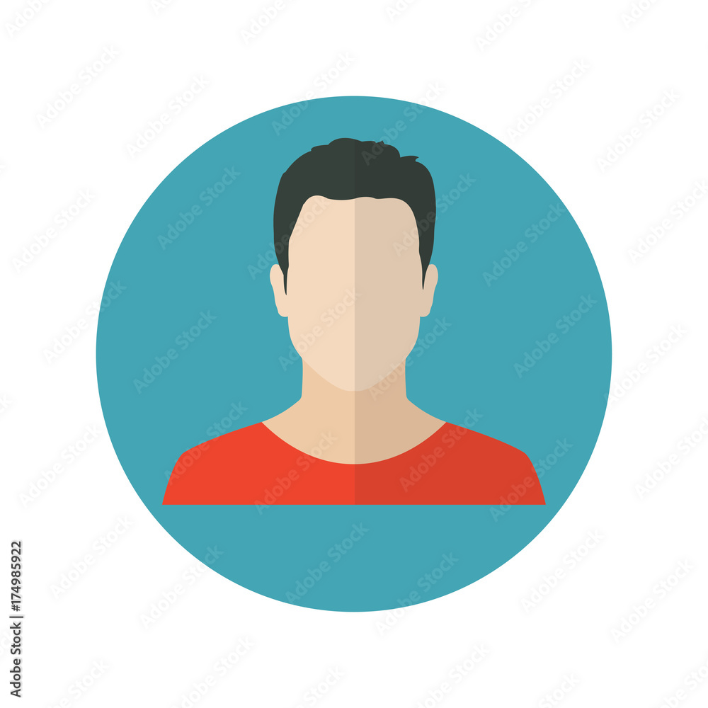 Male face icon in flat design. Man avatar profile. Vector illustration ...
