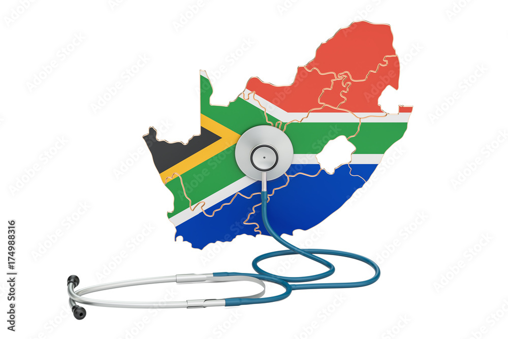 South Africa map with stethoscope, national health care concept, 3D ...
