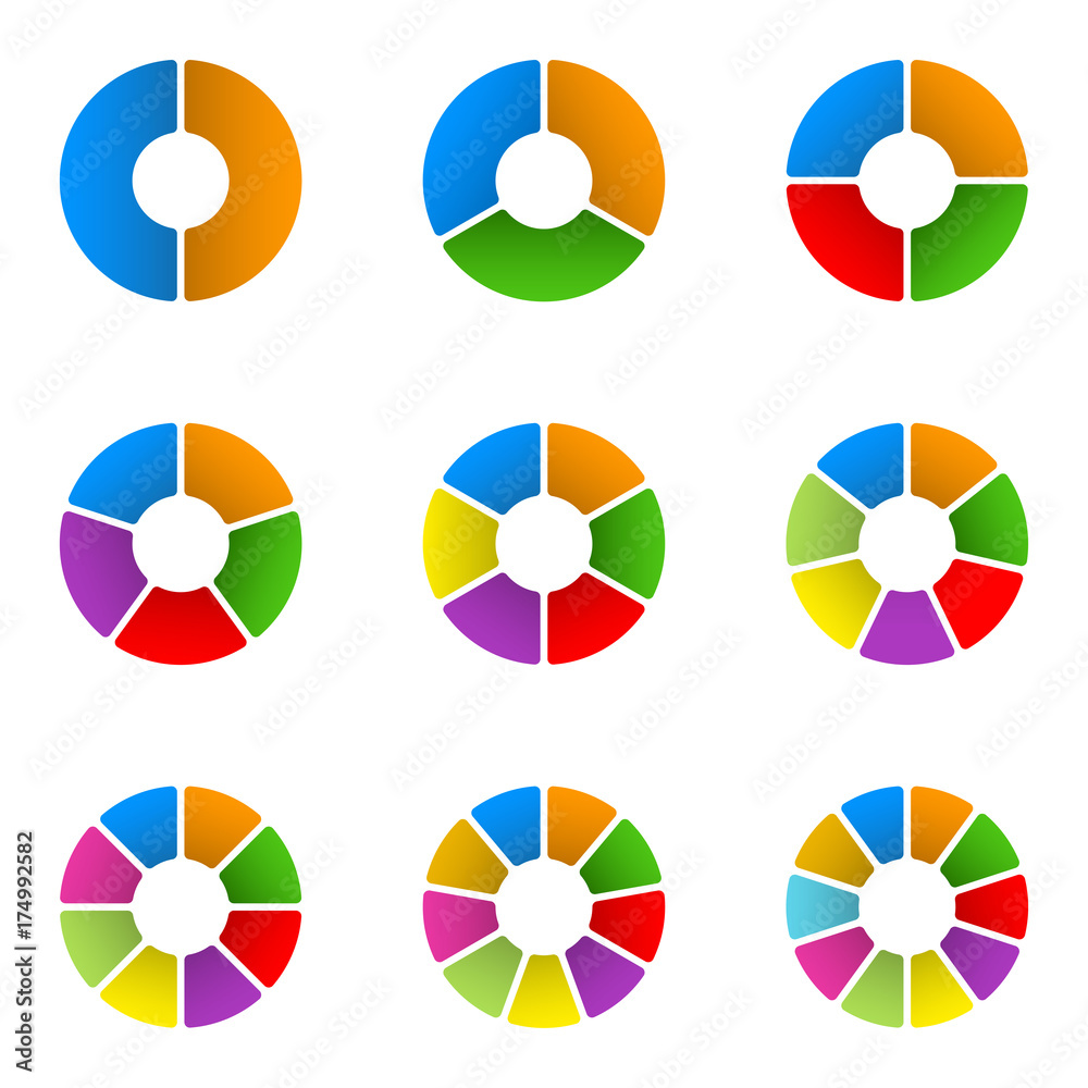 Circular diagram set. Pie chart template. Circle infographics concept ...