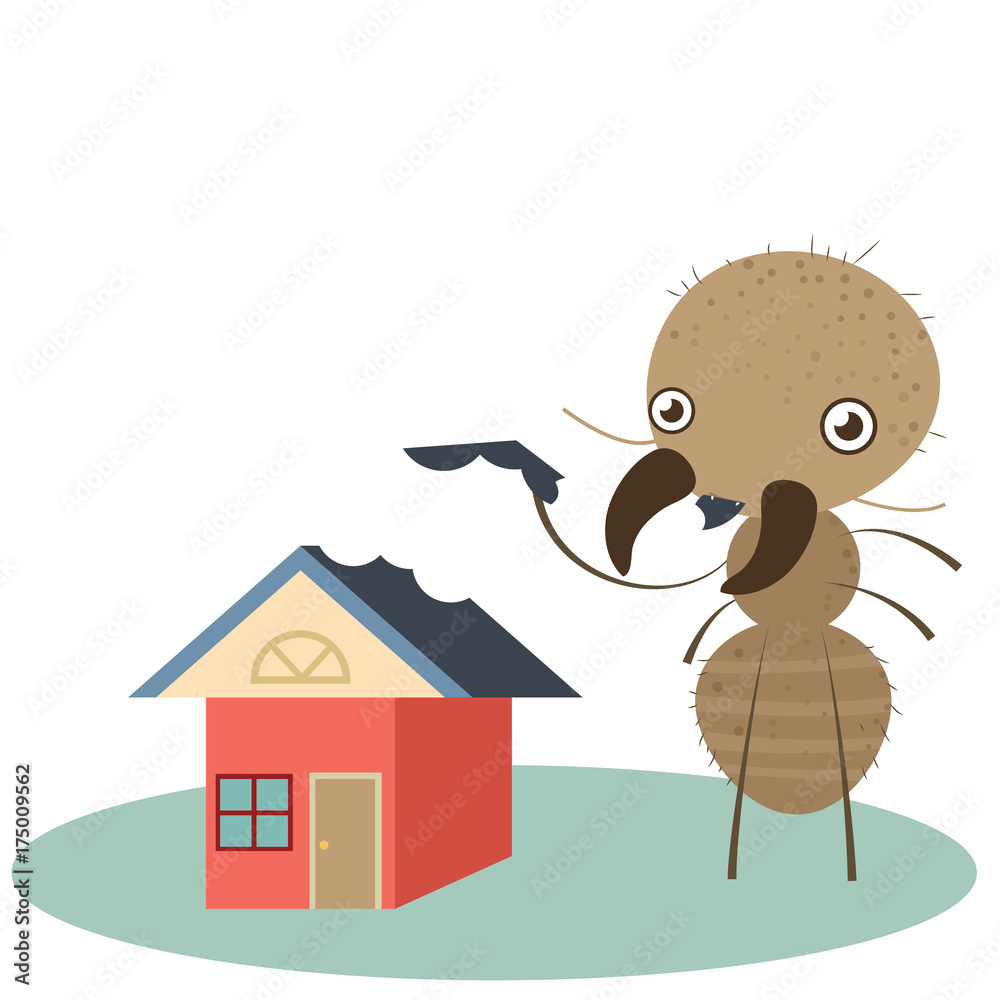 cartoon termite eating house Stock Vector | Adobe Stock