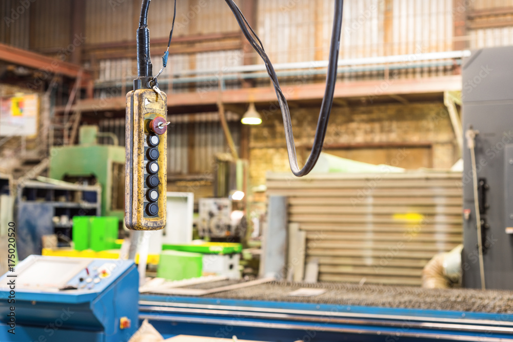 Suspended push button control panel electric crane beam Stock Photo ...