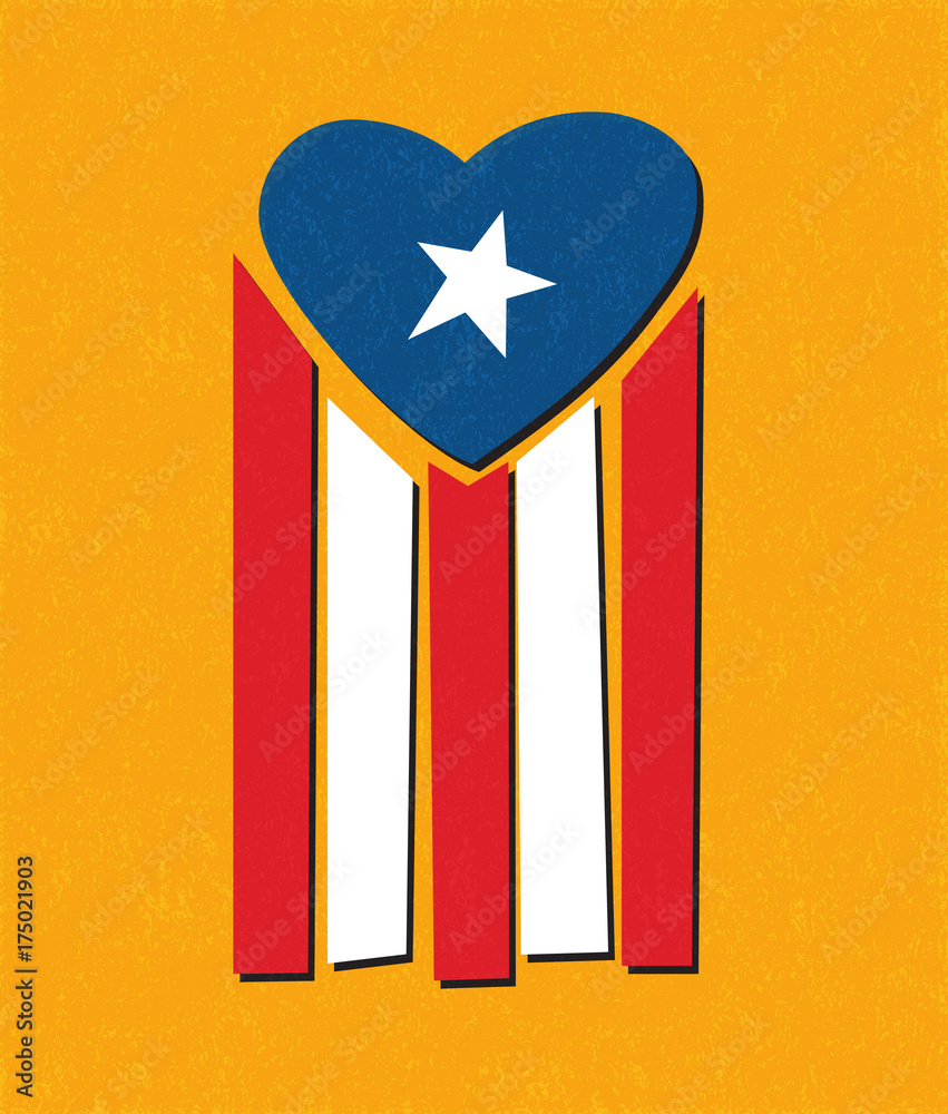 Puerto Rican flag with blue area forming a heart shape. Hurricane ...
